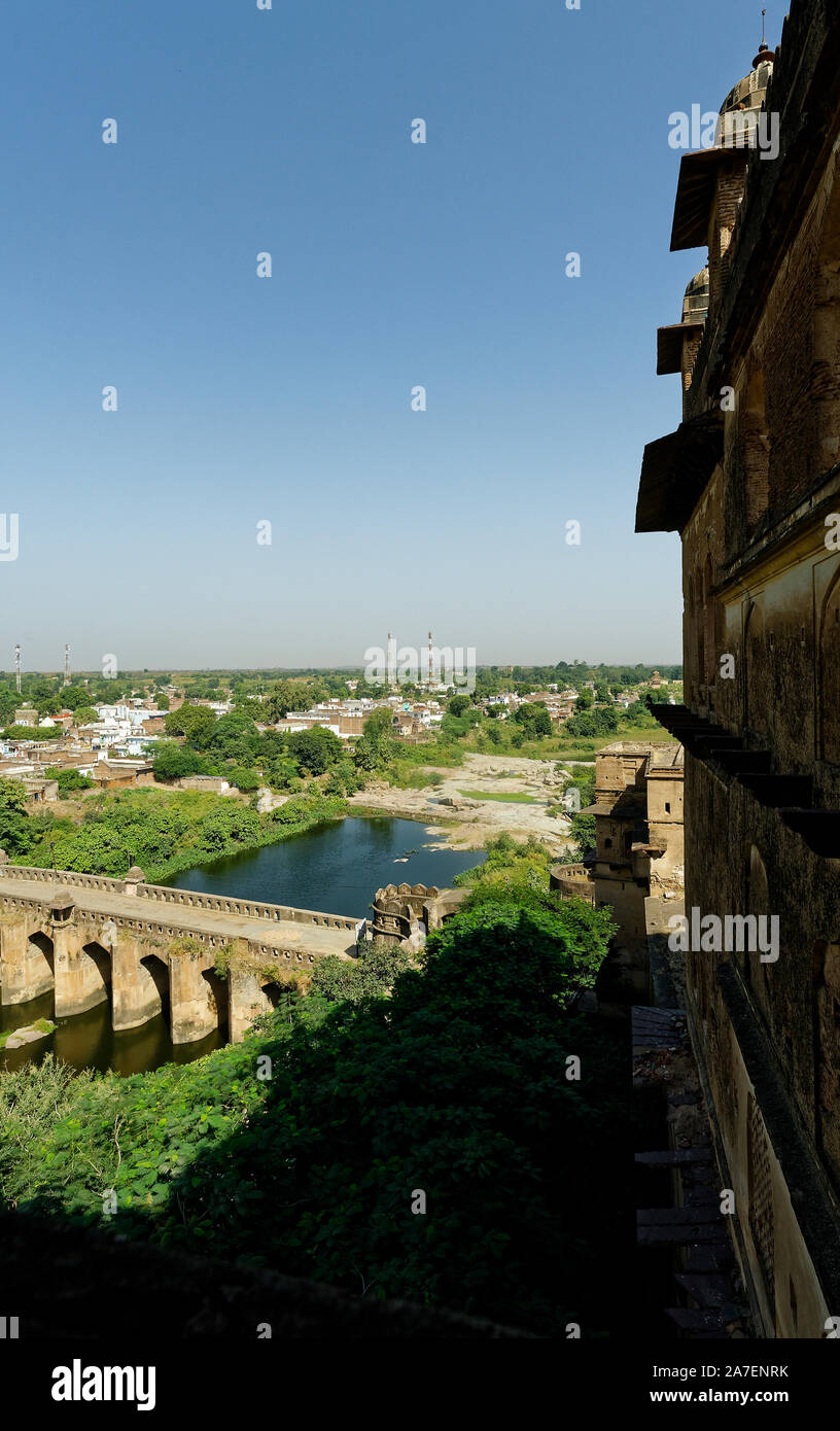 View of Orchha city and Betwa river from Palace window Stock Photo - Alamy