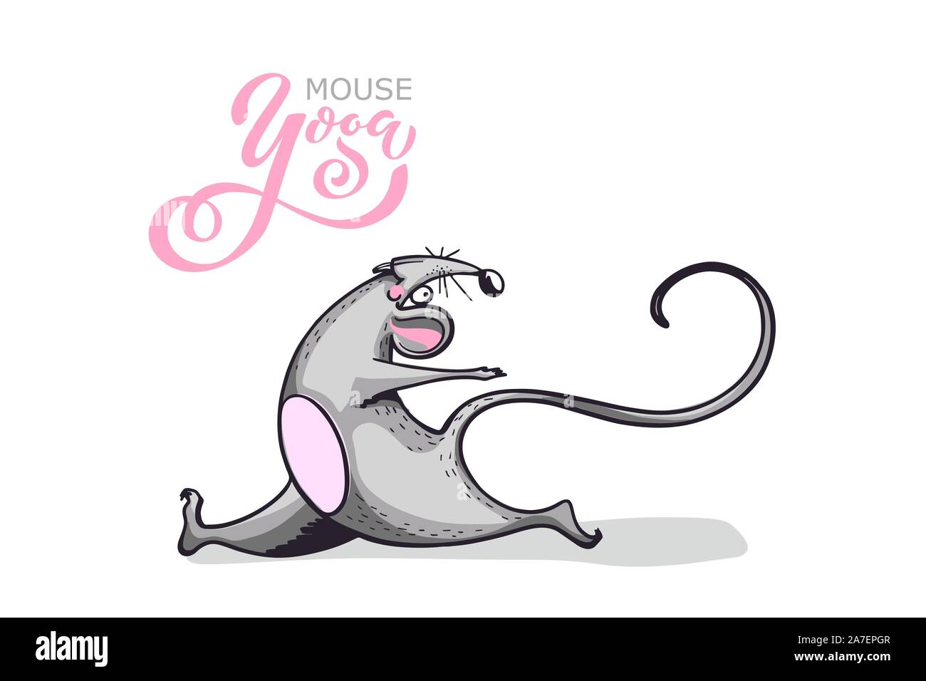 Cartoon character practicing yoga mouse. Positive rat. Illustration for ...