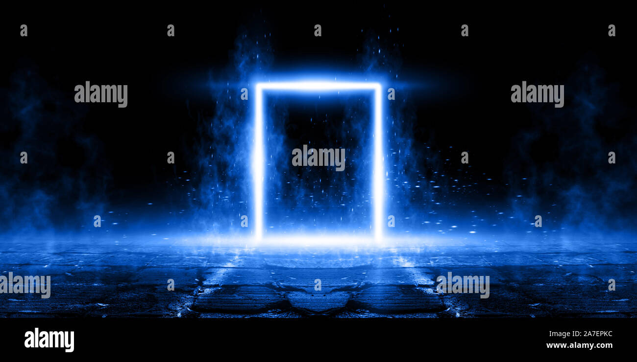 3D Rendering Abstract Door light fantastic scene. empty stage, room ...