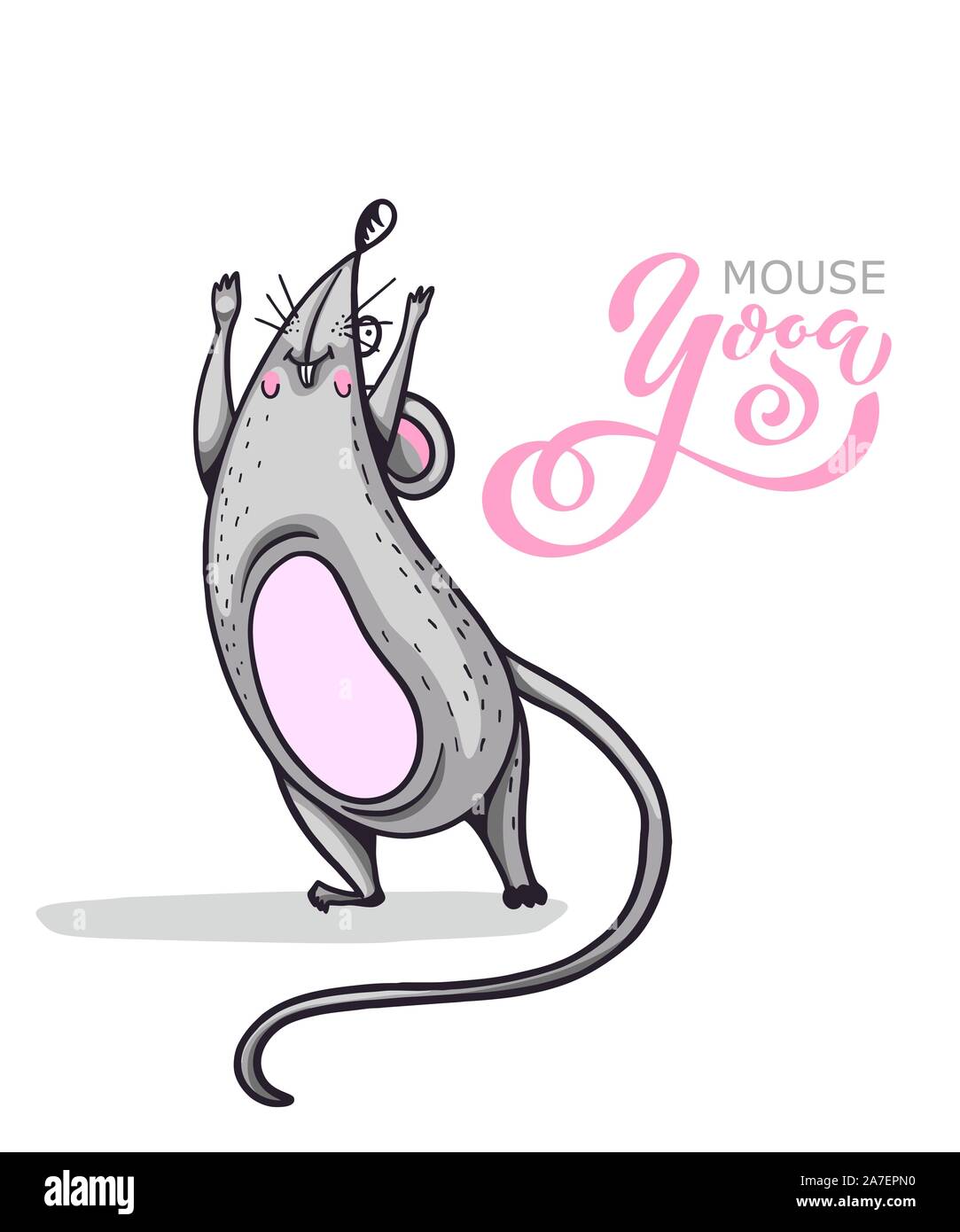 Cartoon character practicing yoga mouse. Positive rat. Illustration for ...