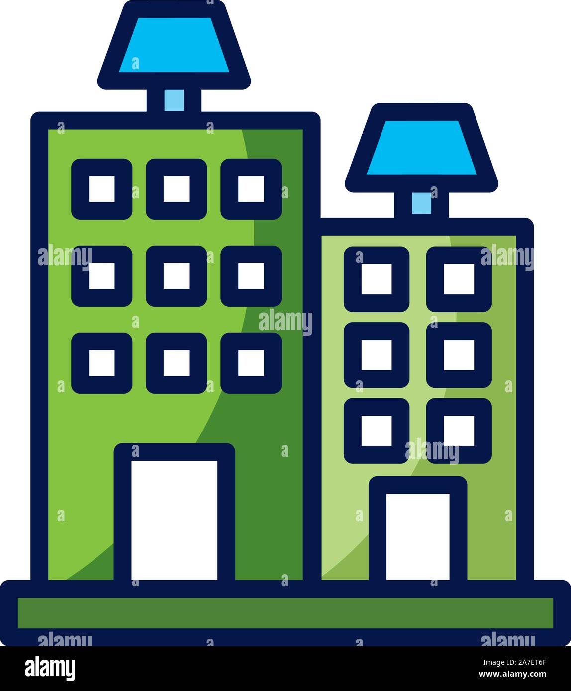 Isolated solar panel over building icon vector design Stock Vector ...