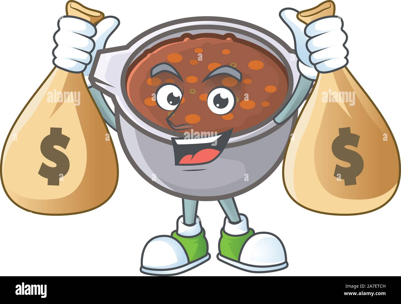 baked beans in bowl with holding money bag mascot Stock Vector Image ...
