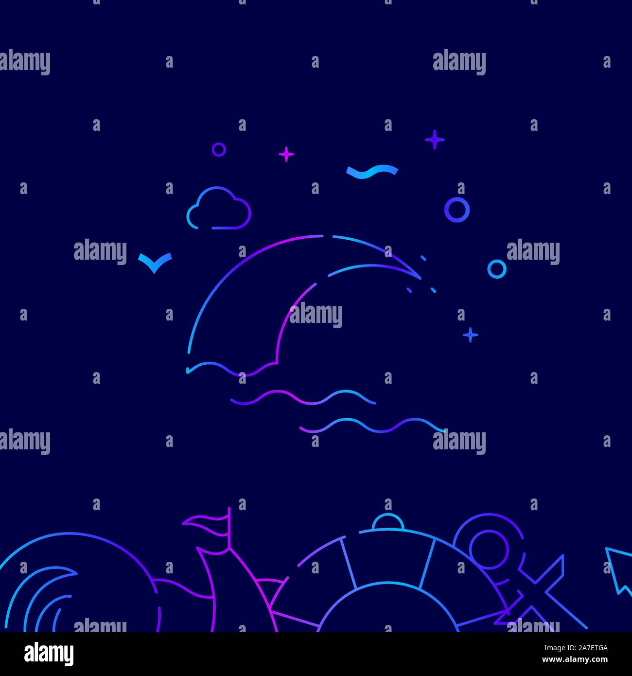 Big sea wave vector gradient line icon, illustration, symbol or ...