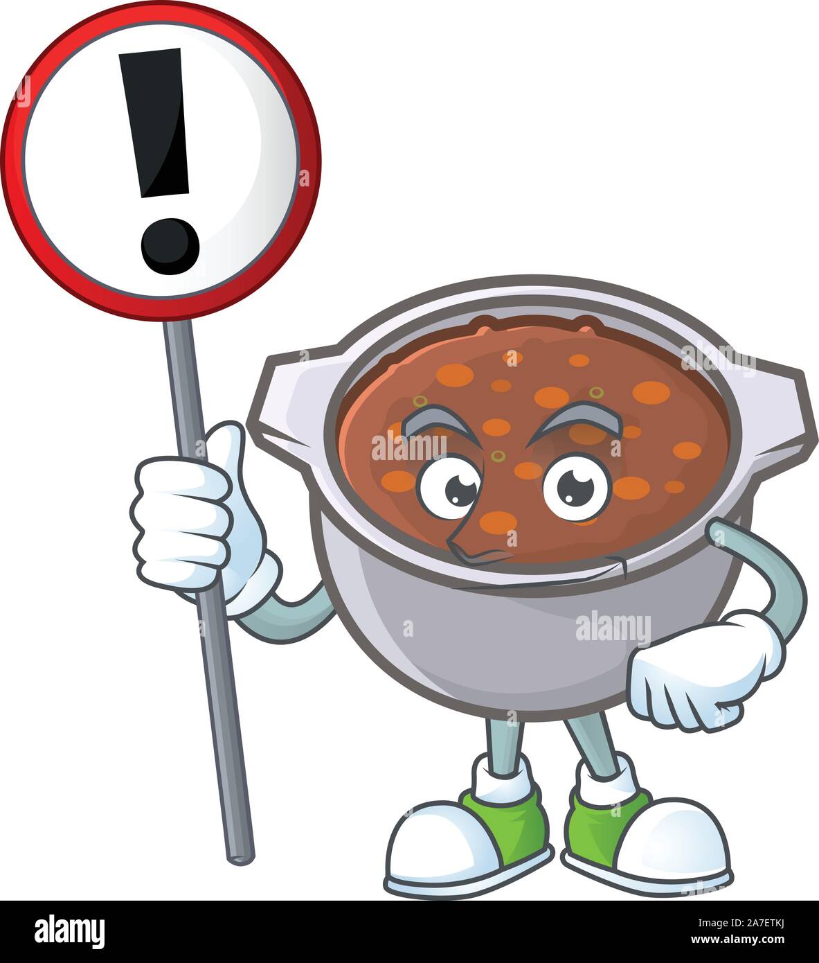 baked beans in bowl with sign warning mascot Stock Vector Image & Art ...