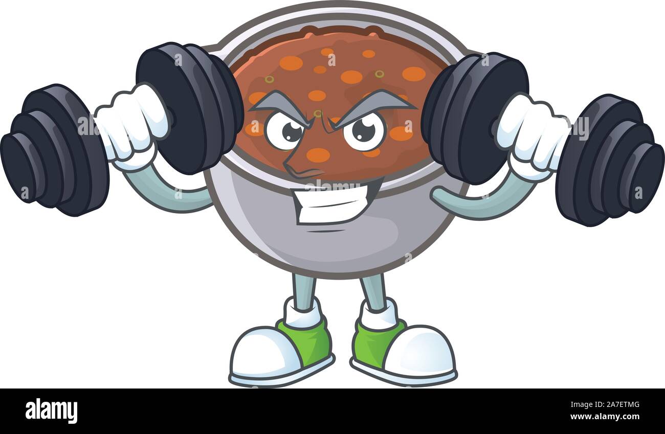 baked beans in bowl with bring barbell mascot Stock Vector Image & Art ...