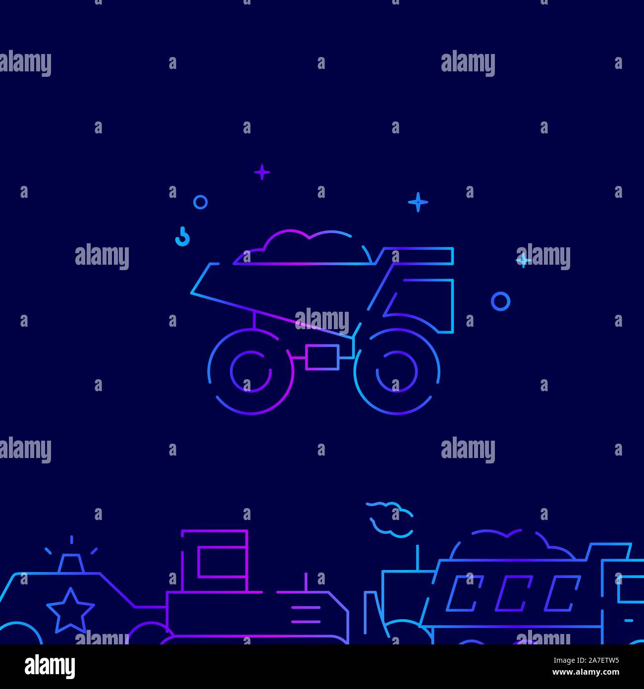 Mining dumper vector gradient line icon, illustration, symbol or ...