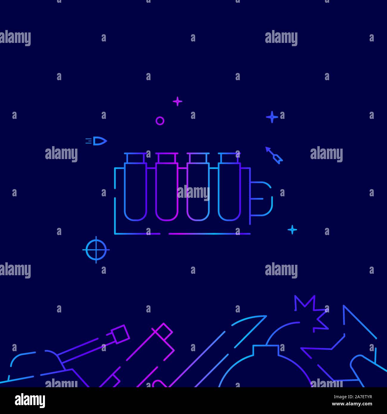 Bandolier, cartridge belt vector gradient line icon, illustration ...
