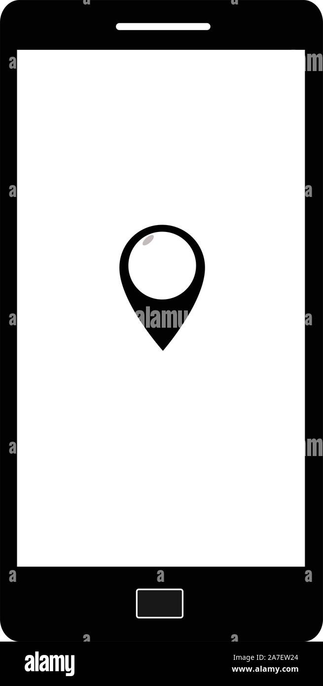 location pin icon in phone. gps phone. mobile location apps icon Stock ...