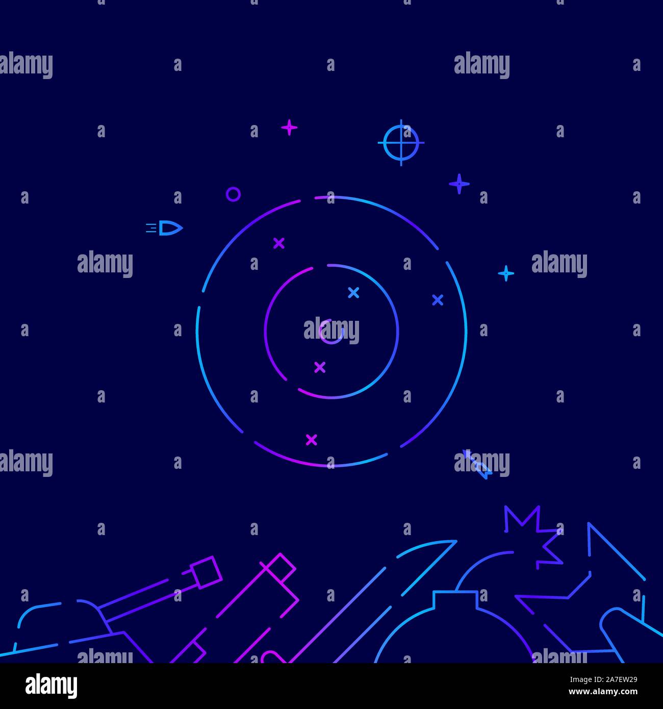 Target, shooting range vector gradient line icon, illustration, symbol ...