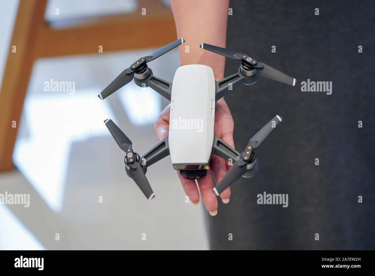 Drone on female hand hi-res stock photography and images - Alamy
