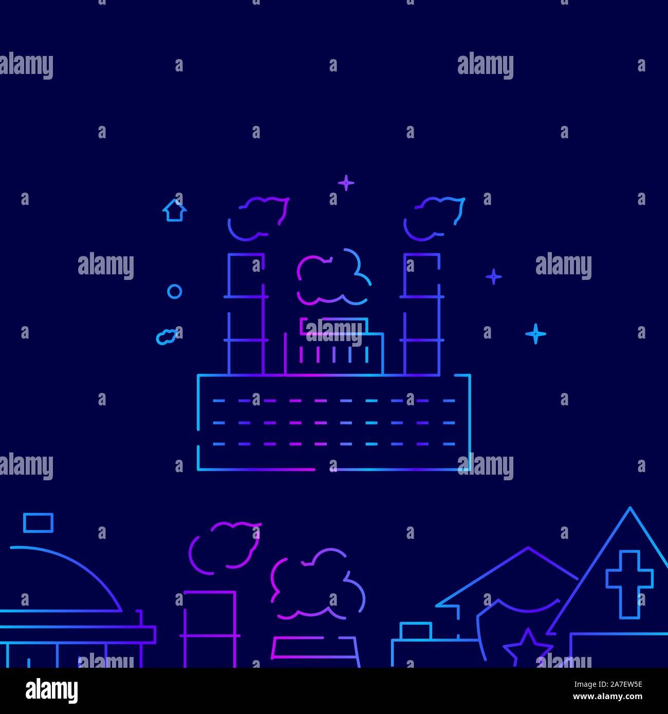 Plant, factory vector gradient line icon, illustration, symbol or ...