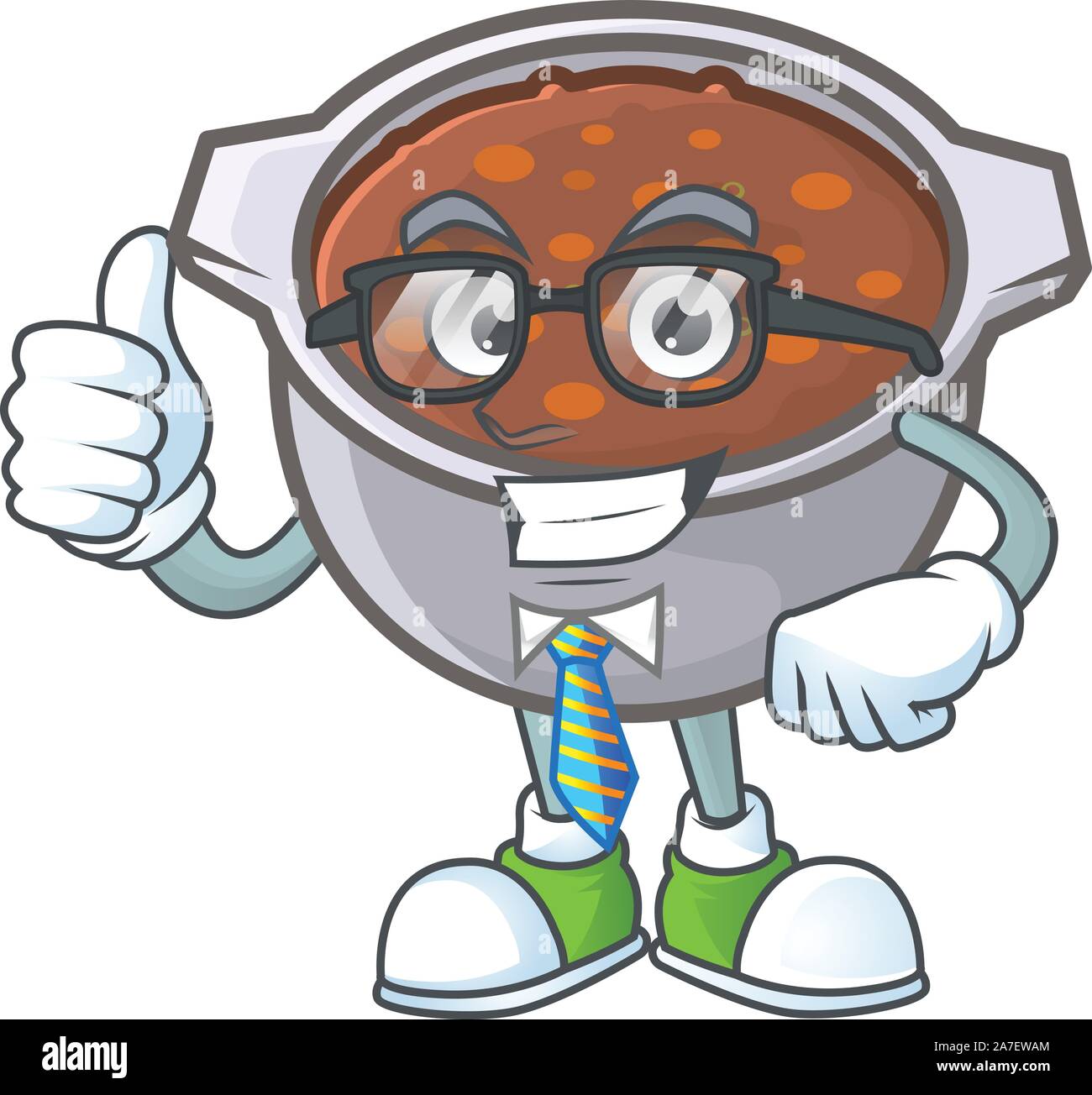 dish baked beans with cartoon businessman mascot Stock Vector Image ...