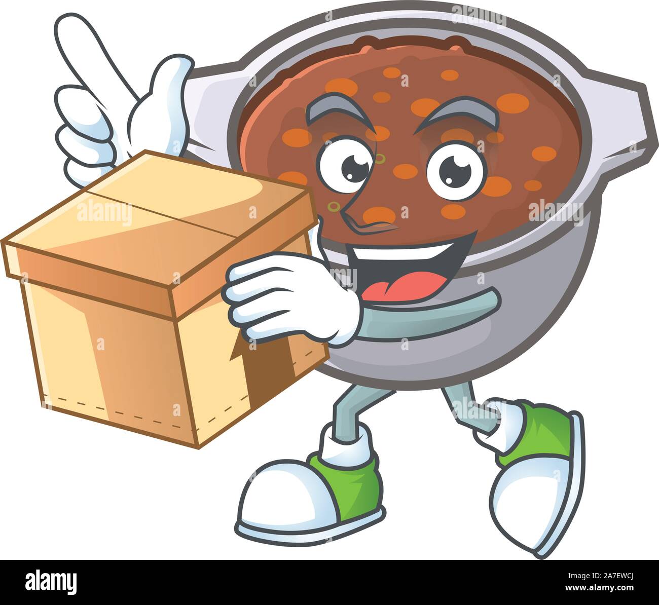 dish baked beans with cartoon with bring box mascot Stock Vector Image ...