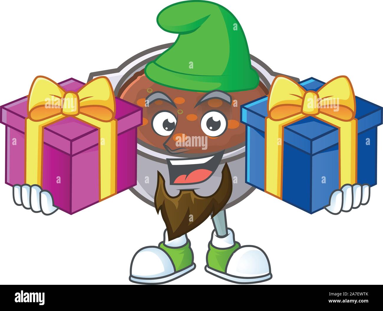 cute baked beans in character design bring two gifts Stock Vector Image ...