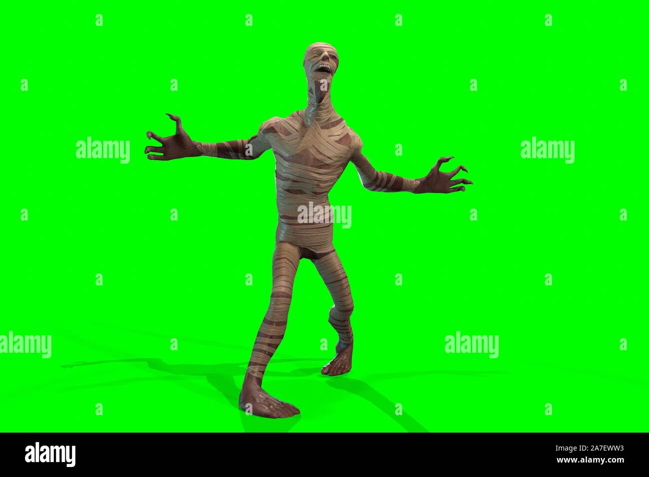 Fantasy character Mummy - 3D render, on green background Stock Photo ...