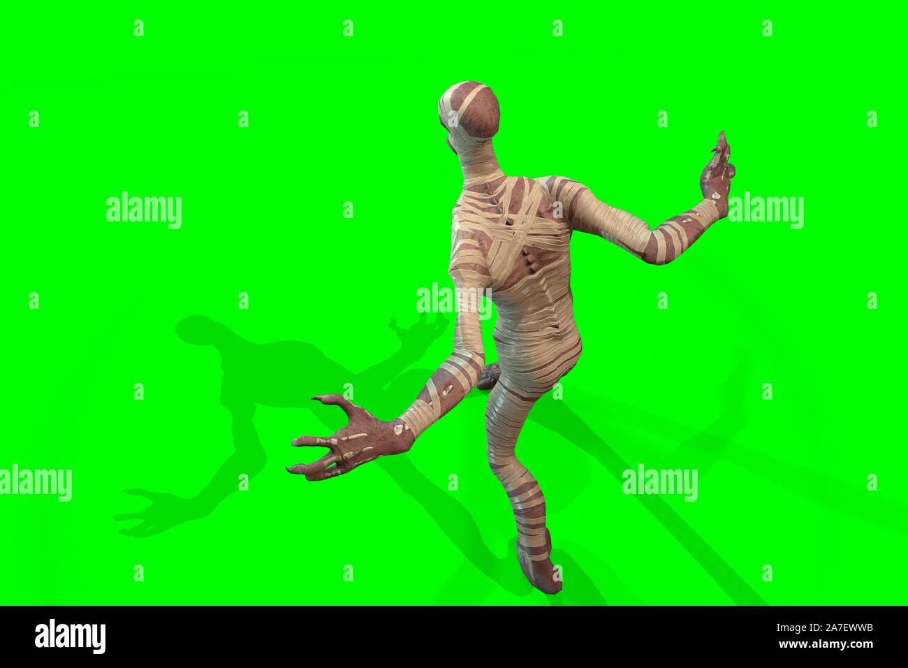 Fantasy character Mummy - 3D render, on green background Stock Photo ...