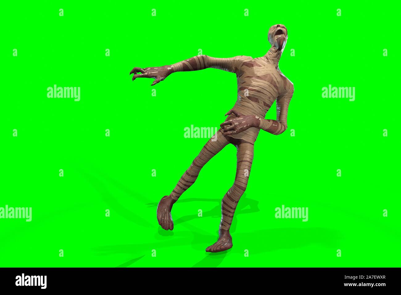 Fantasy character Mummy - 3D render, on green background Stock Photo ...