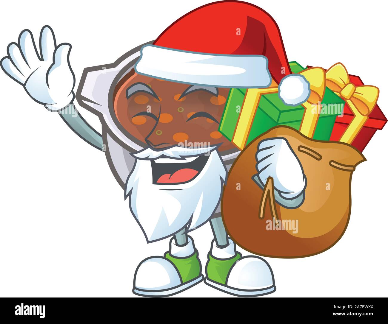 cute baked beans in character design santa bring gift Stock Vector ...