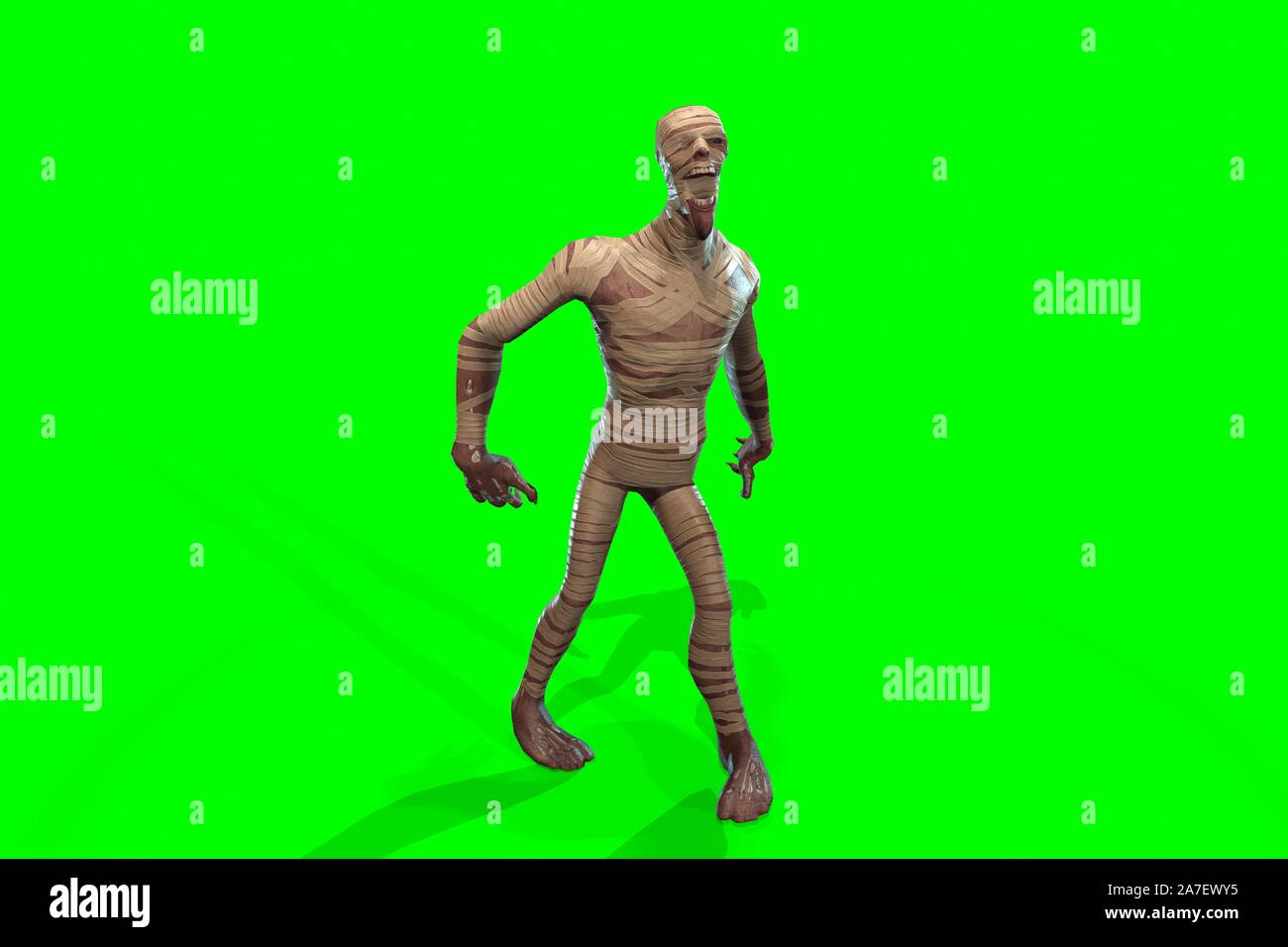 Fantasy character Mummy - 3D render, on green background Stock Photo ...