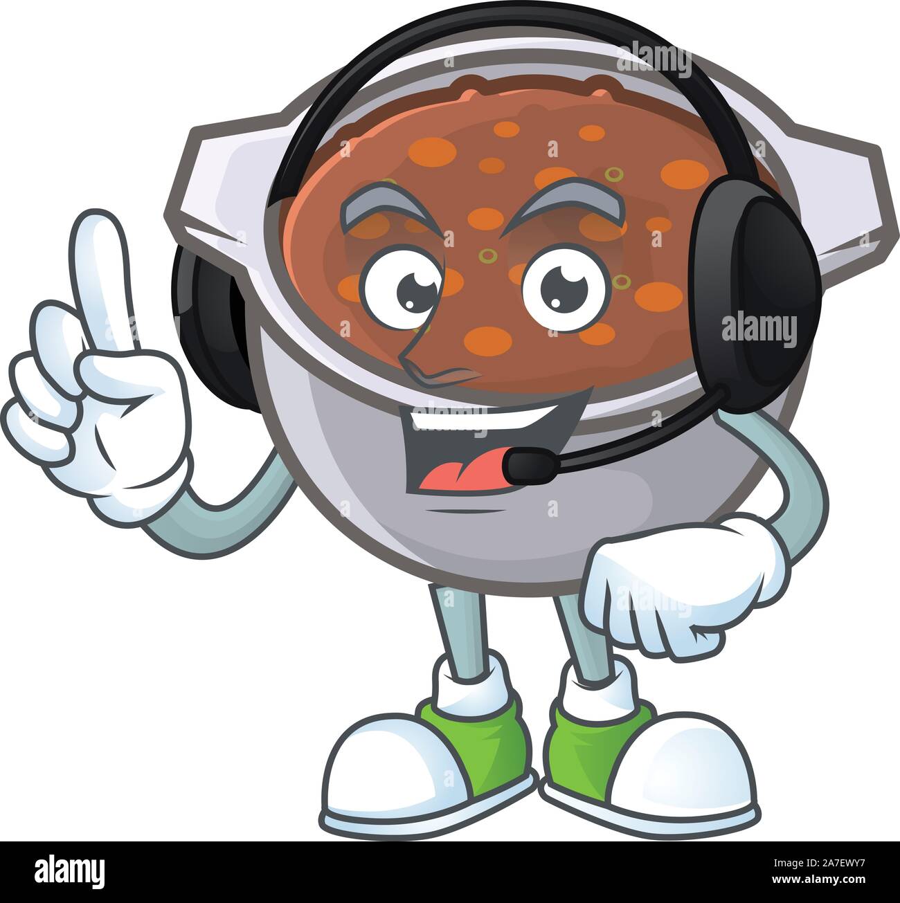 cute baked beans in character design with headphone Stock Vector Image ...