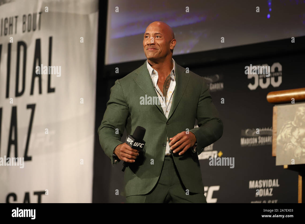 New York, USA. 1st Nov, 2019. Actor and former fighter Dwayne Johnson ...