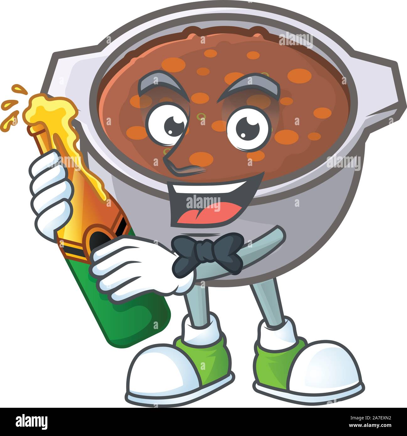 cute baked beans in character design bring beer Stock Vector Image ...