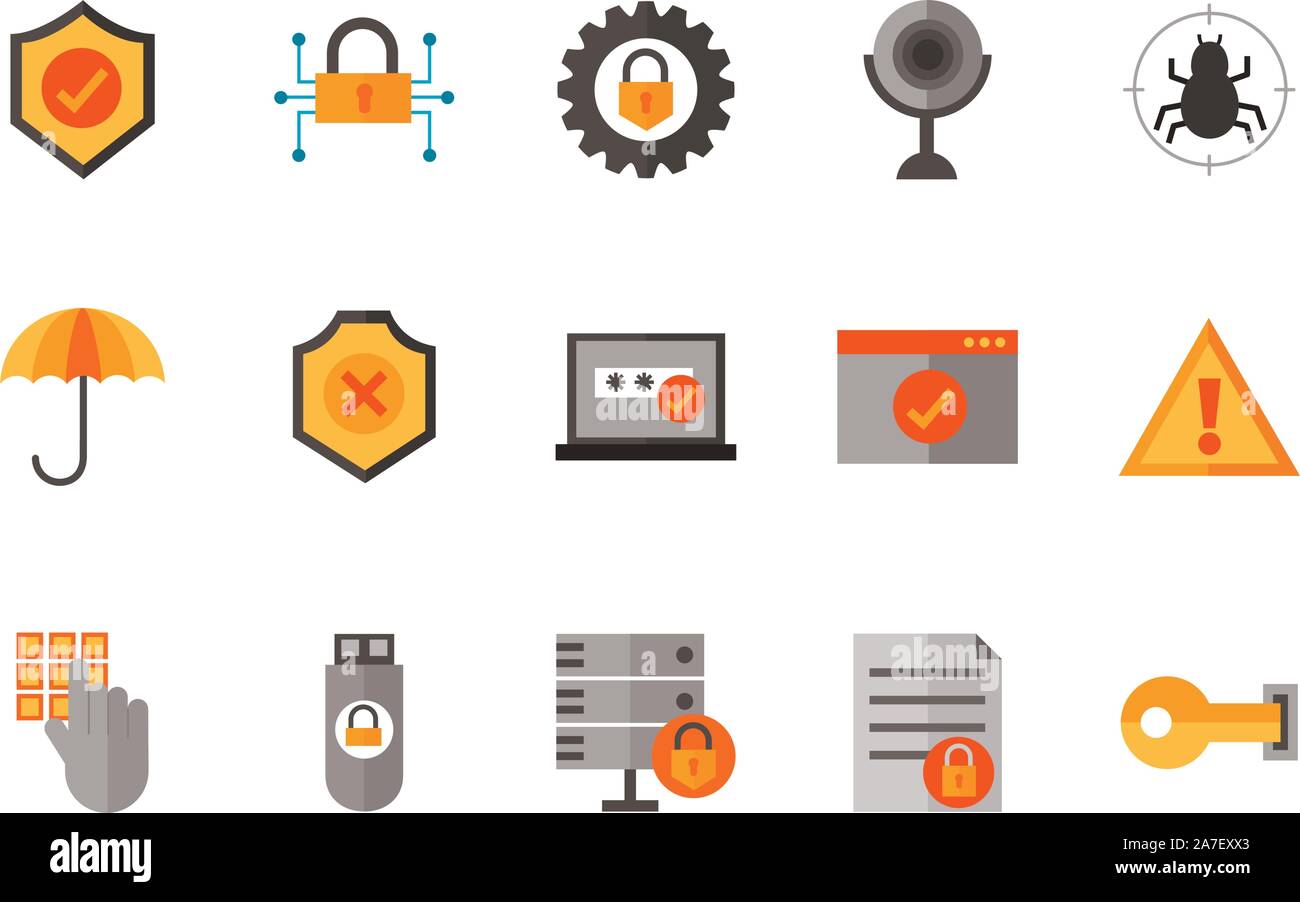 Icon set of security system vector design Stock Vector Image & Art - Alamy