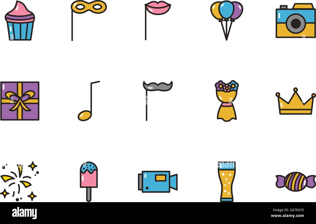 Isolated party icon set vector design Stock Vector Image & Art - Alamy