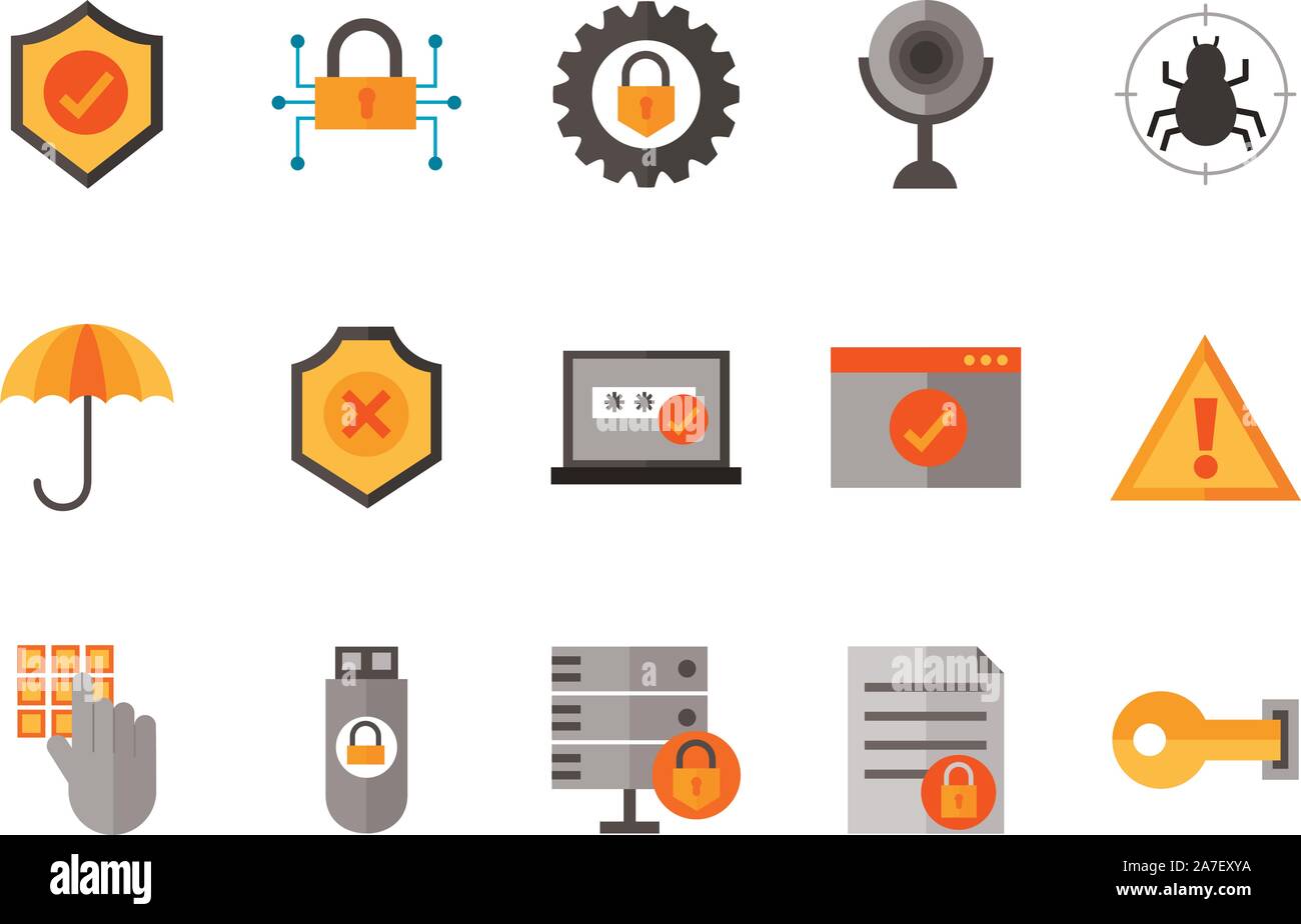 Icon set of security system vector design Stock Vector Image & Art - Alamy