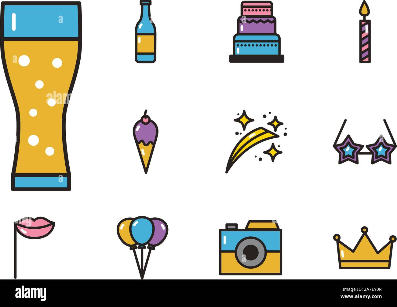 Isolated party icon set vector design Stock Vector Image & Art - Alamy