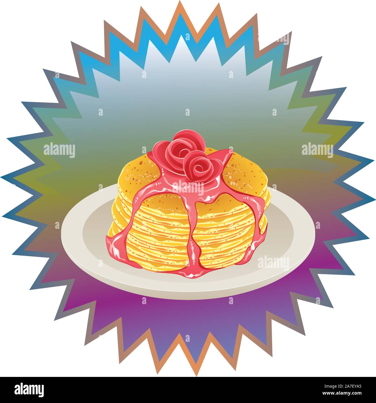 Cartoon tasty thick yellow pancakes, food illustration Stock Vector ...