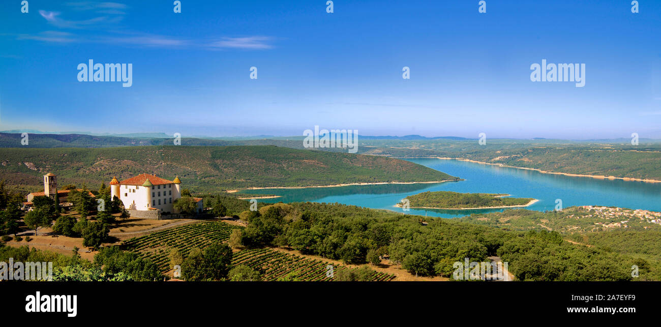 Lake Saint Croix with Chateau Aiguines Alpes de Haute Provence France ...