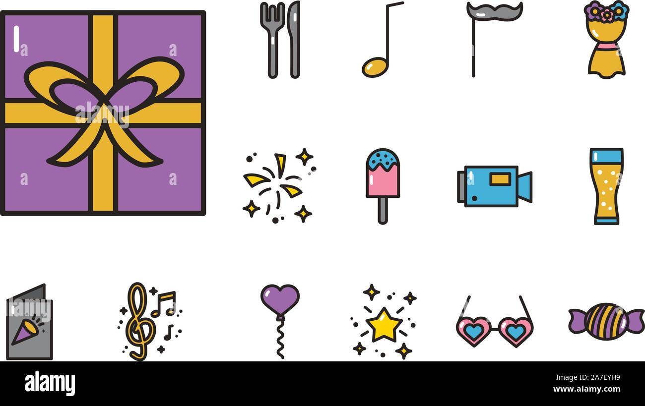 Isolated party icon set vector design Stock Vector Image & Art - Alamy
