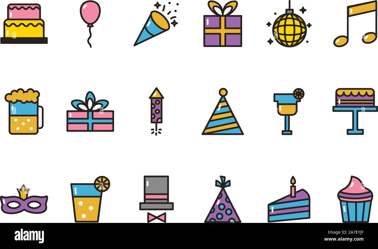 Isolated party icon set vector design Stock Vector Image & Art - Alamy