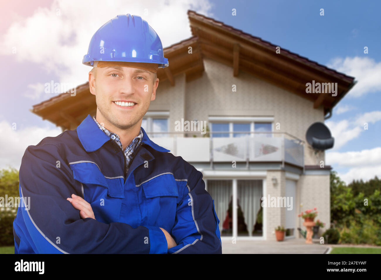 Confident Male Architect With His Arms Crossed Standing In Front Of ...