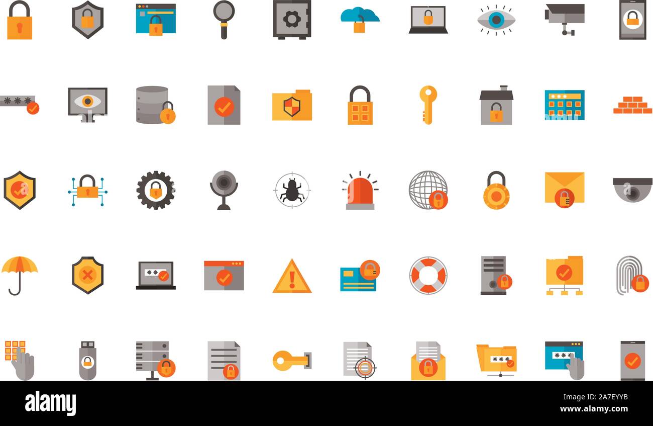 Icon set of security system vector design Stock Vector Image & Art - Alamy