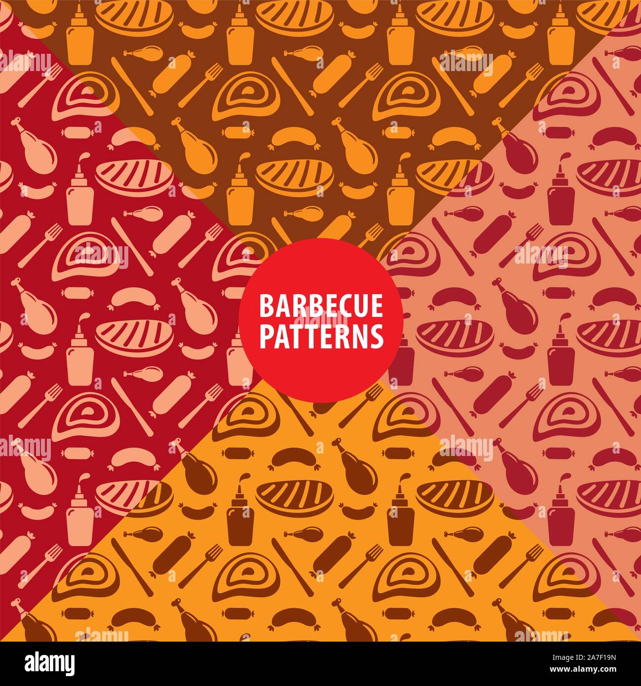 barbecue and grilled meat seamless patterns Stock Vector Image & Art ...