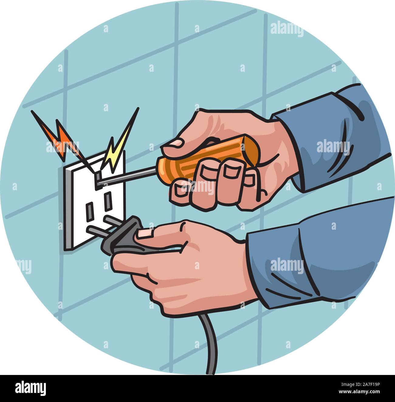 illustration of dangerous work with electricity Stock Vector Image ...