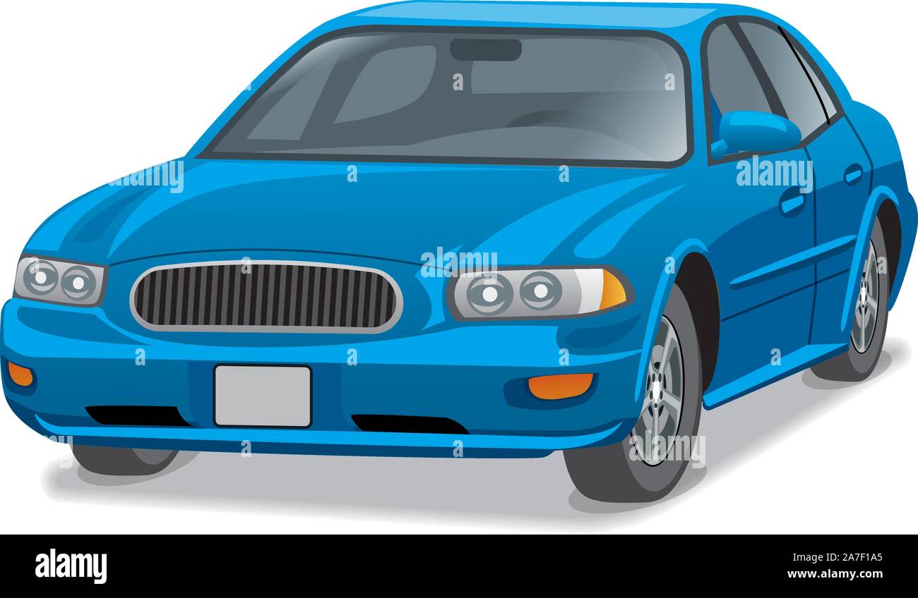 illustration of blue car sedan Stock Vector Image & Art - Alamy