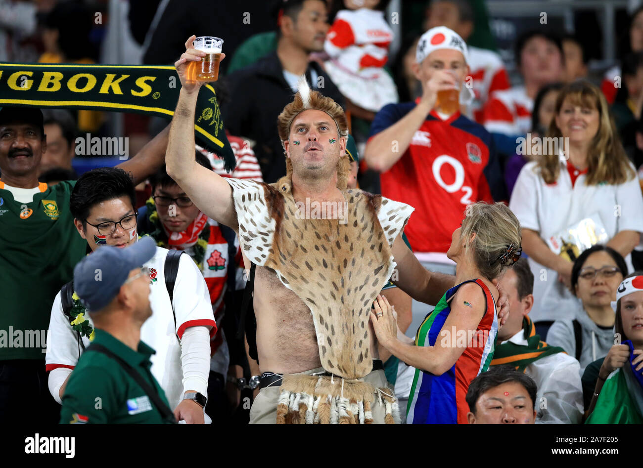 South Africa fans show their support in the stands ahead of the 2019 ...