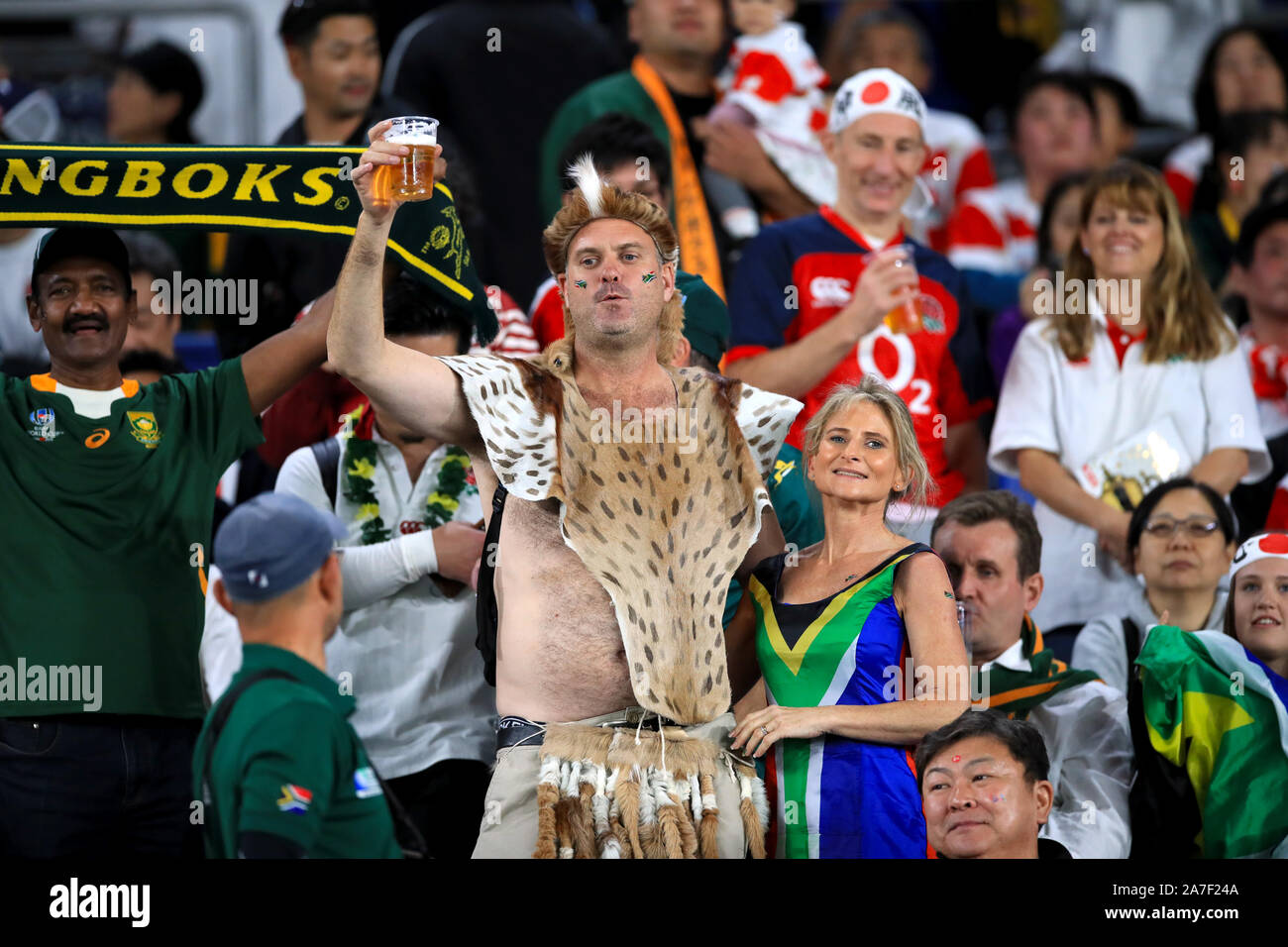 South Africa fans show their support in the stands ahead of the 2019 ...