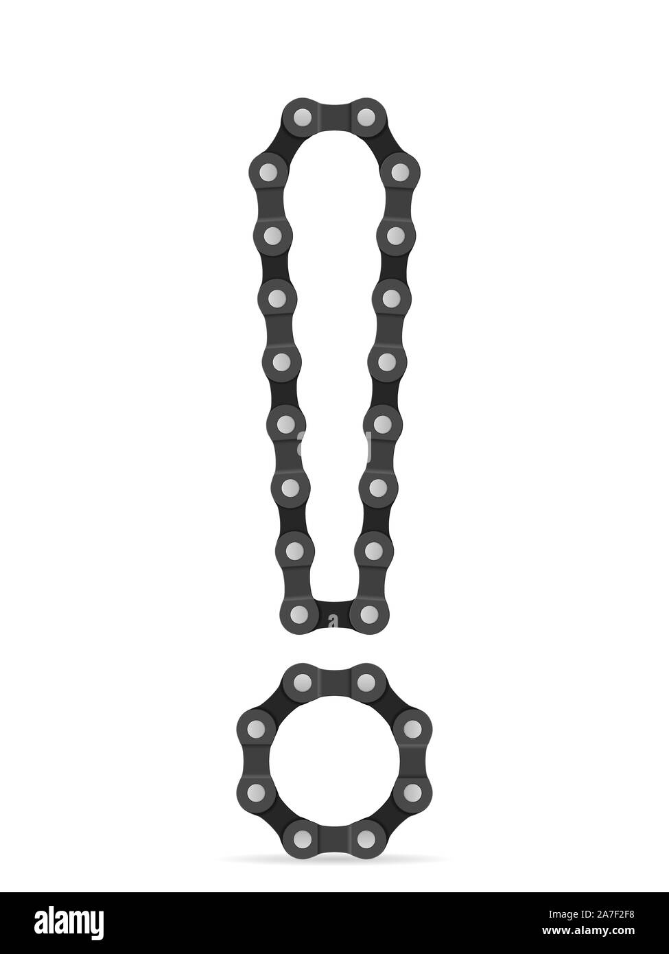 Exclamation mark symbol formed by bike chain. Vector illustration Stock ...