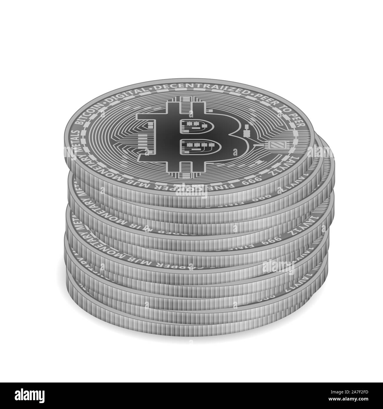 Bitcoin coins on a white background. Vector illustration Stock Photo ...