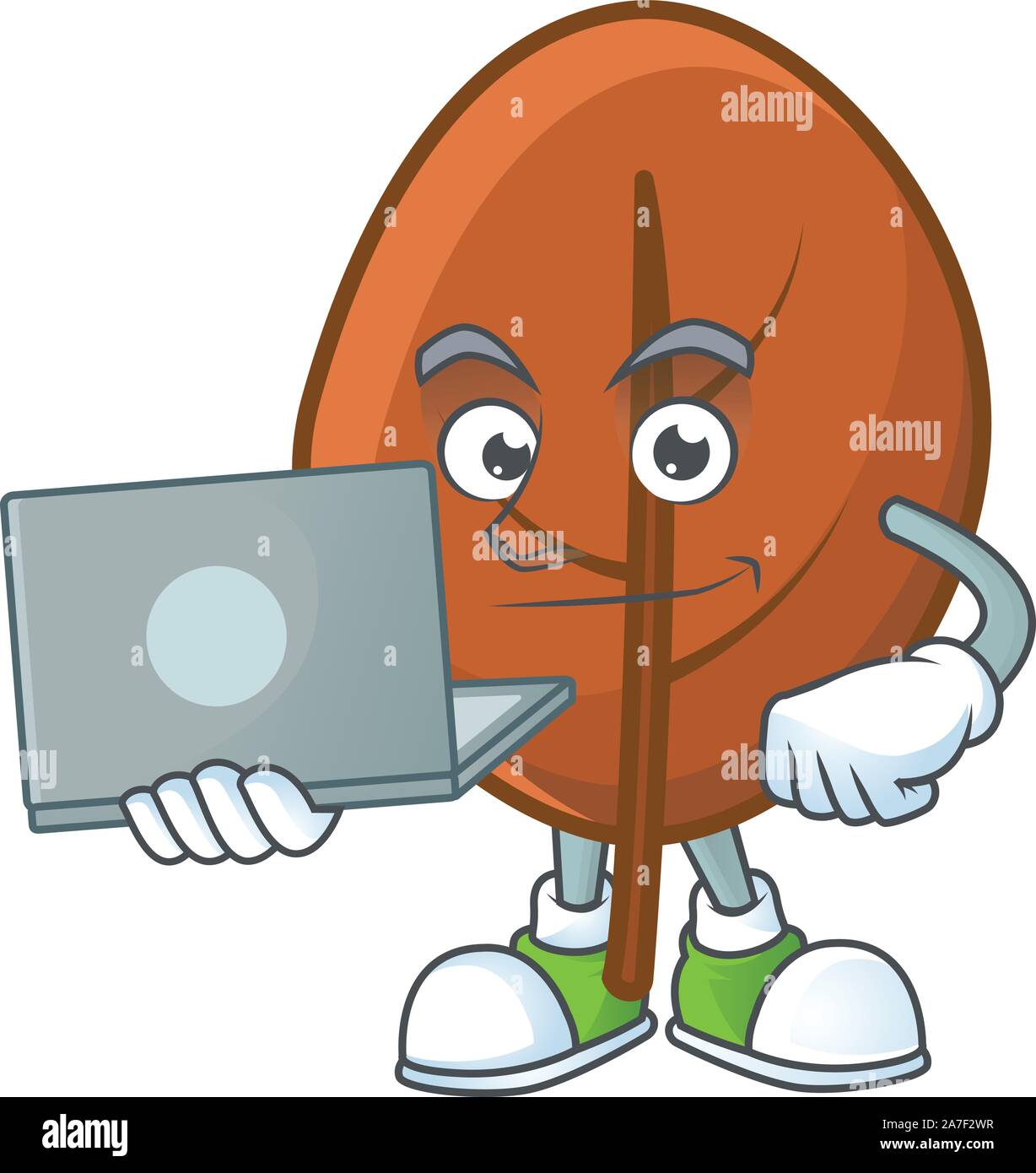 brown autumn leaves isolated with bring laptop mascot Stock Vector ...