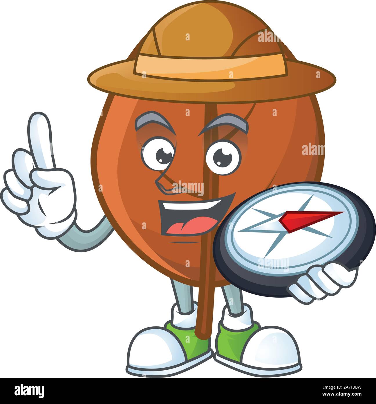 brown autumn leaves for design holding compass cartoon Stock Vector ...