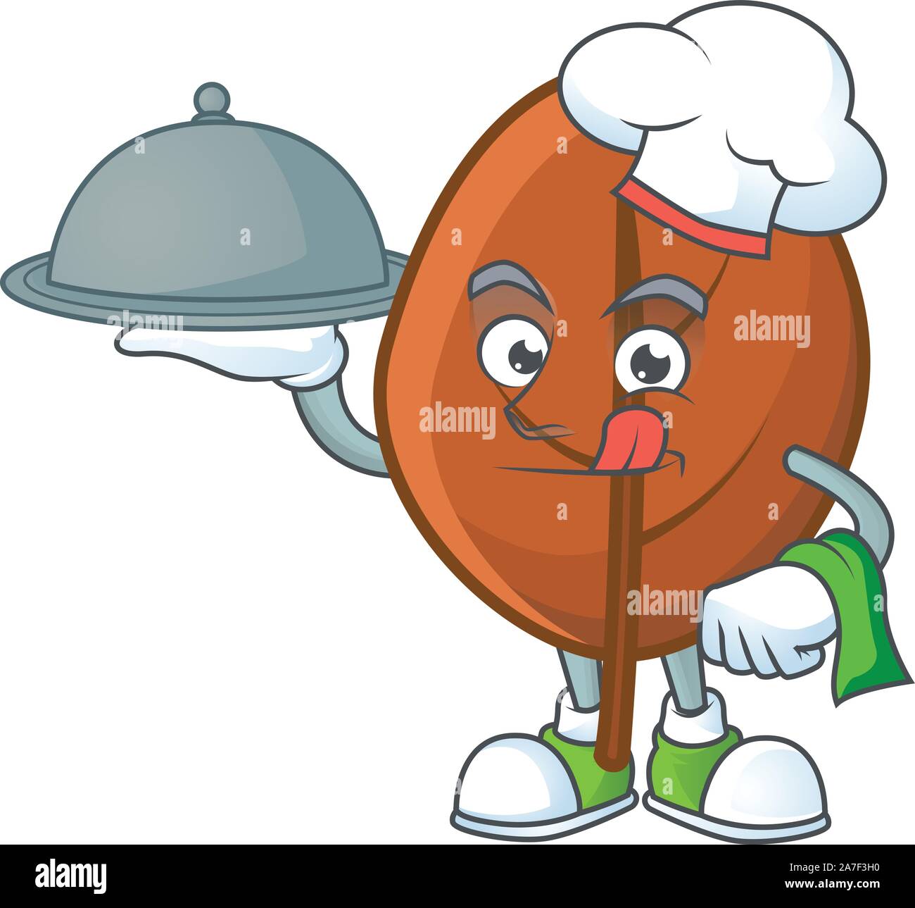 brown autumn leaves for design chef holding food cartoon Stock Vector ...