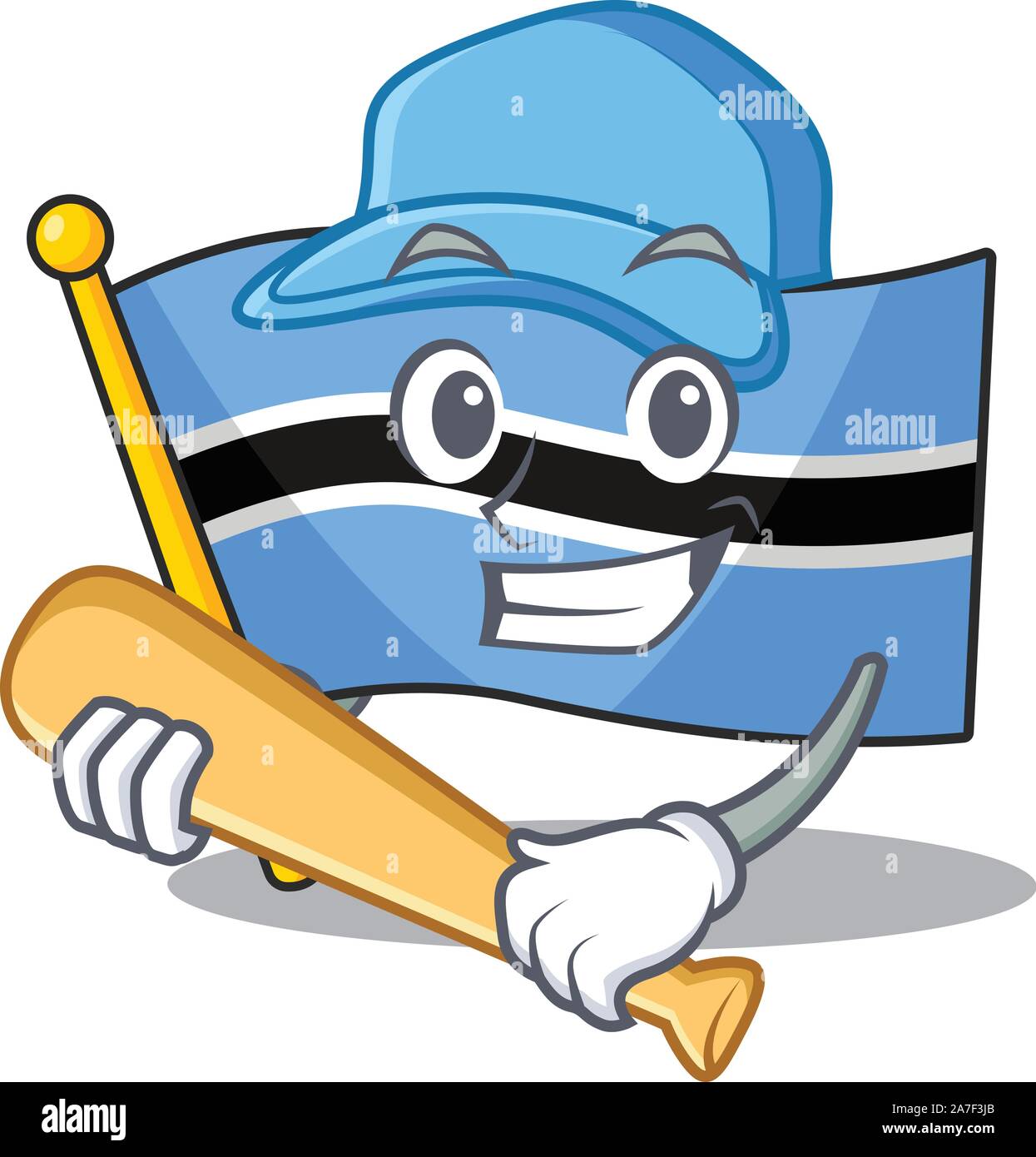 Cartoon mascot flag botswana smile funny playing baseball Stock Vector ...