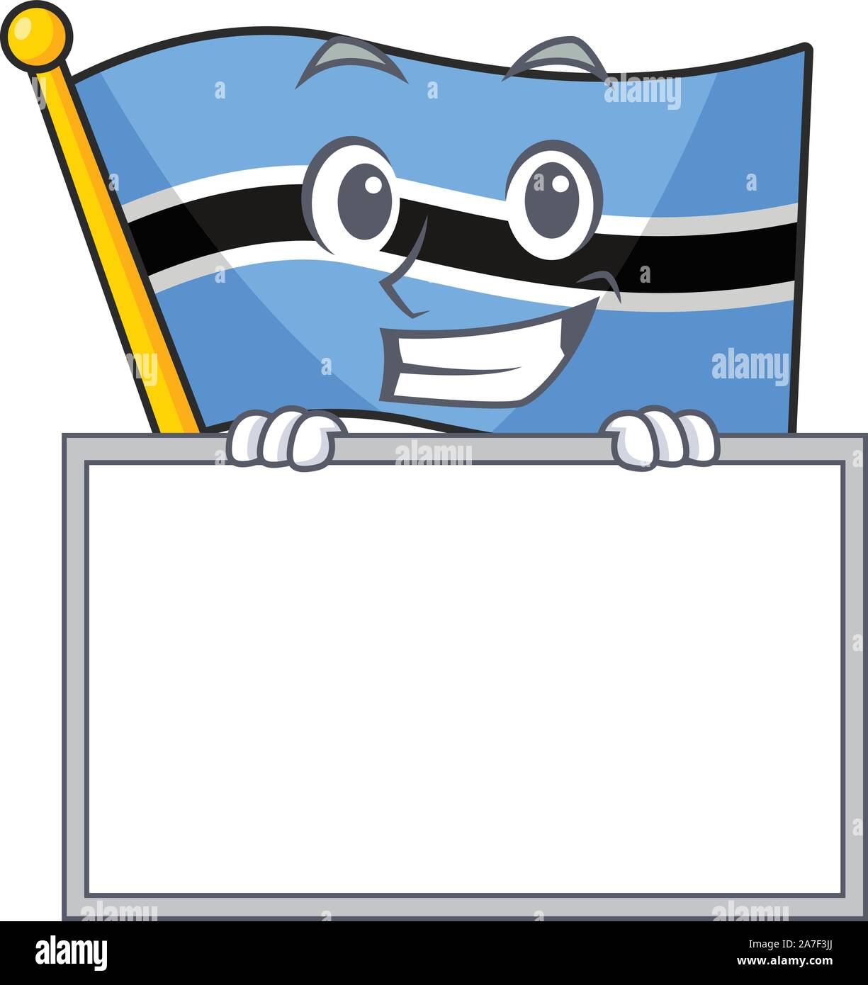cartoon style flag botswana mascot grin with board Stock Vector Image ...