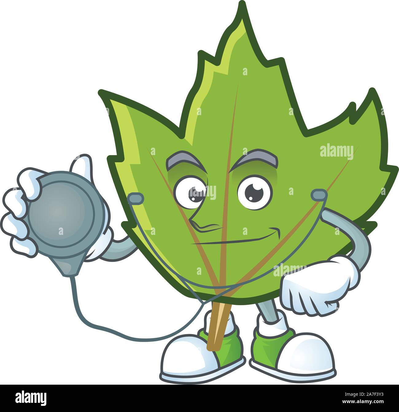 cute green autumn leaves in character doctor Stock Vector Image & Art ...