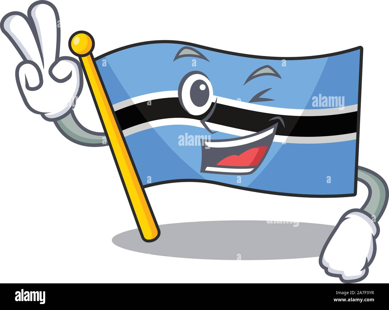 Flag botswana character cartoon style with two finger Stock Vector ...